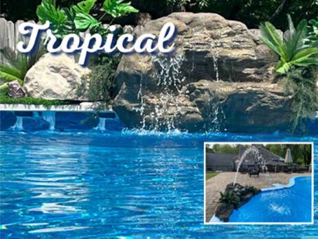 Tropical Rock Boulder Waterfall Feature